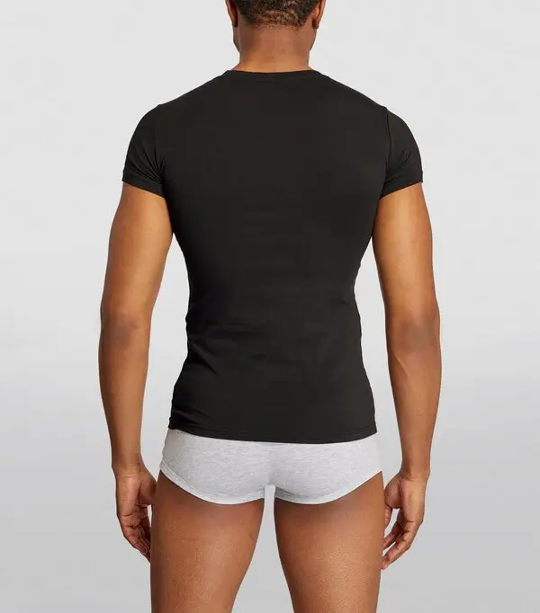 Emporio Armani V-neck Cotton Eagle T-shirt - Black