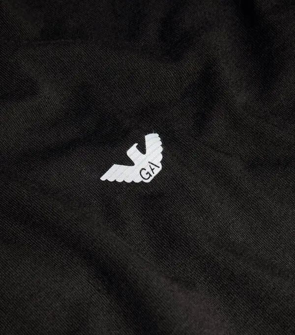 Emporio Armani V-neck Cotton Eagle T-shirt - Black
