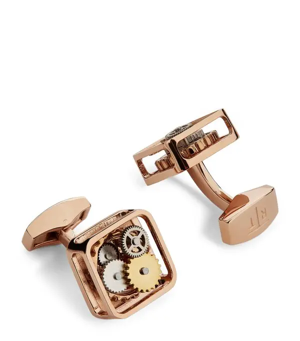 Tateossian Plated Square Gear Cufflinks - Rose Gold