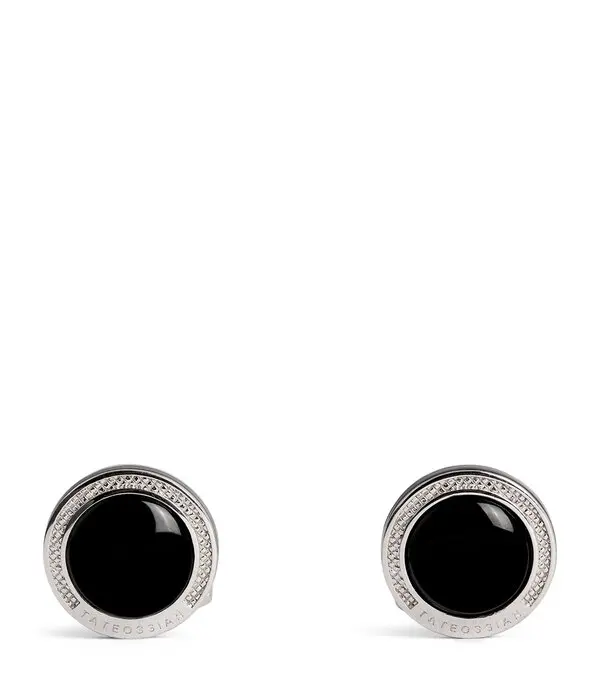 Tateossian Sterling Silver And Onyx Cufflinks - Black