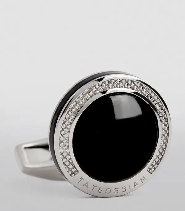 Tateossian Sterling Silver And Onyx Cufflinks