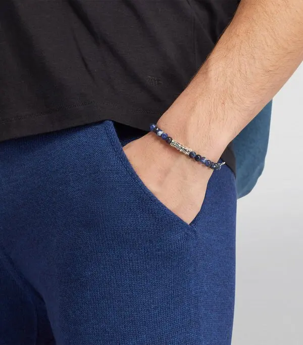 Tateossian Sodalite And Sterling Silver Classic Discs Bracelet - Blue