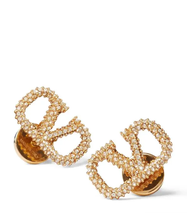 Valentino Garavani Crystal Vlogo Signature Earrings - Gold