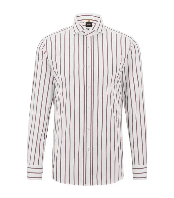 BOSS Cotton Striped Shirt - Red