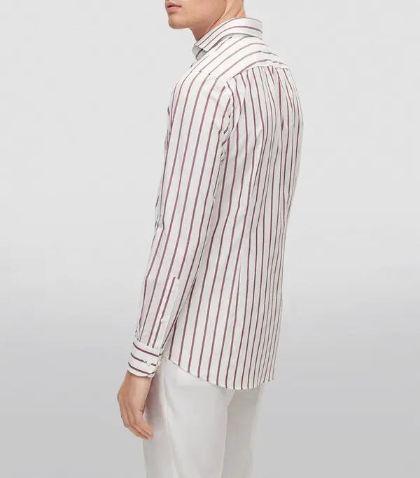 BOSS Cotton Striped Shirt - Red