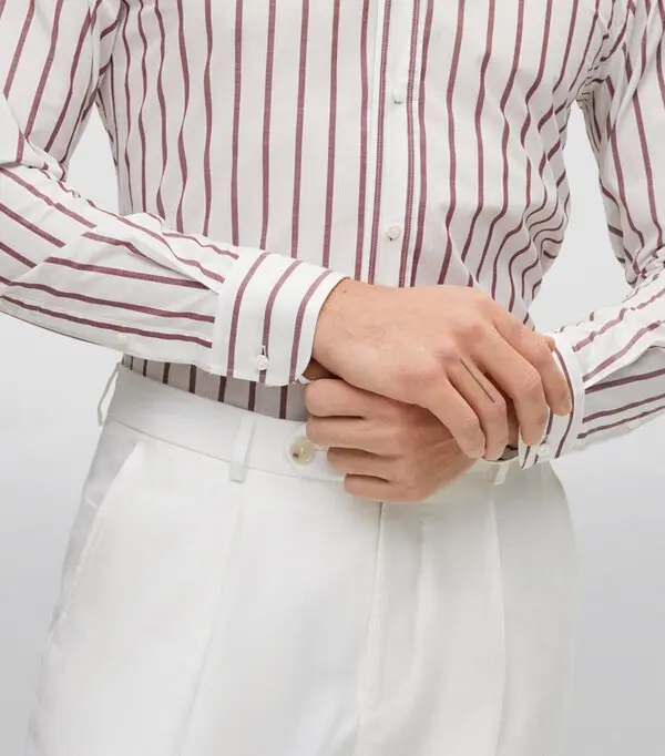 BOSS Cotton Striped Shirt - Red