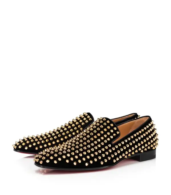 Christian Louboutin Dandelion Spikes Velvet Loafers - Black  display picture 3