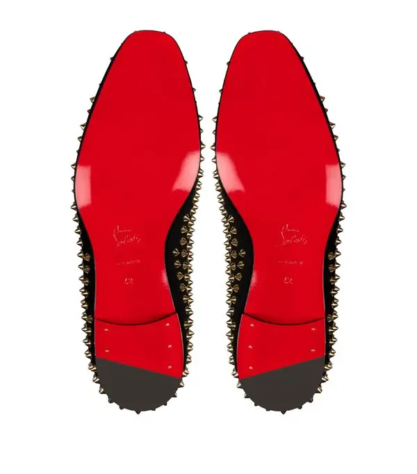 Christian Louboutin Dandelion Spikes Velvet Loafers - Black
