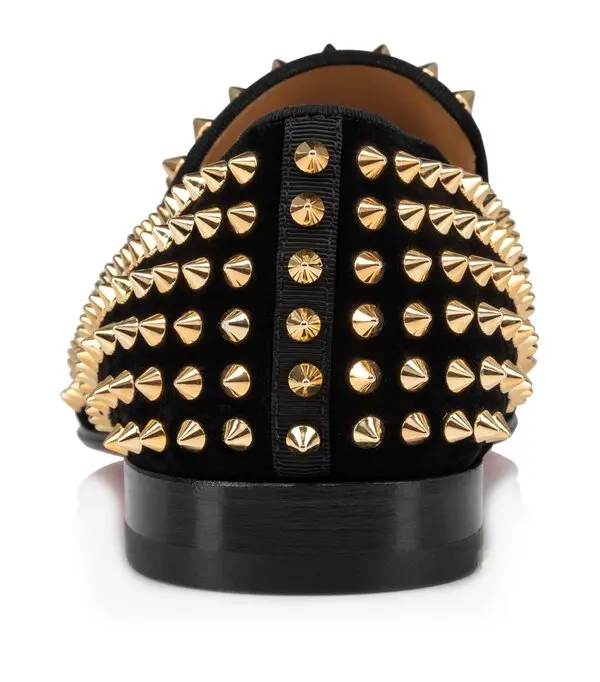 Christian Louboutin Dandelion Spikes Velvet Loafers - Black