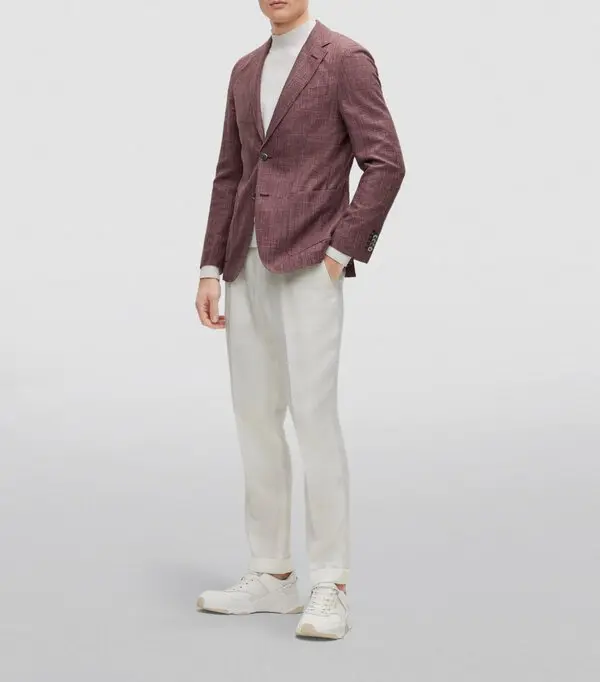 BOSS Wool-silk Check Jacket