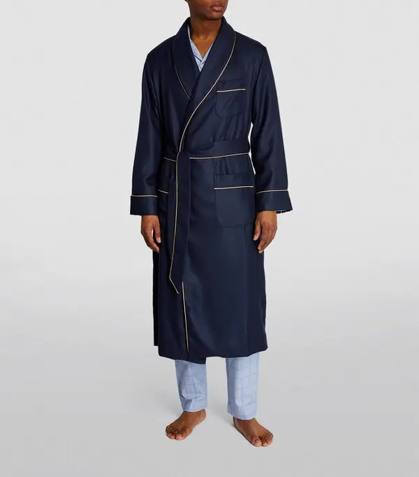 Derek Rose Cashmere-silk Piped Robe