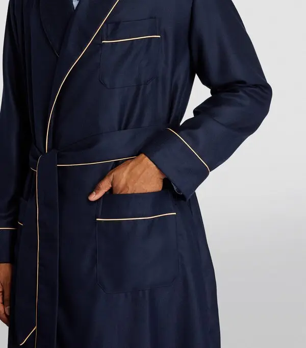 Derek Rose Cashmere-silk Piped Robe