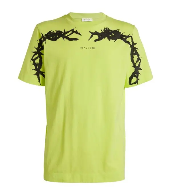 1017 Alyx 9sm Barbed Wire Motif T-Shirt In Yellow - 30% Off