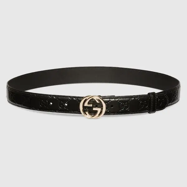 Gucci Belt With Interlocking G Buckle - Black