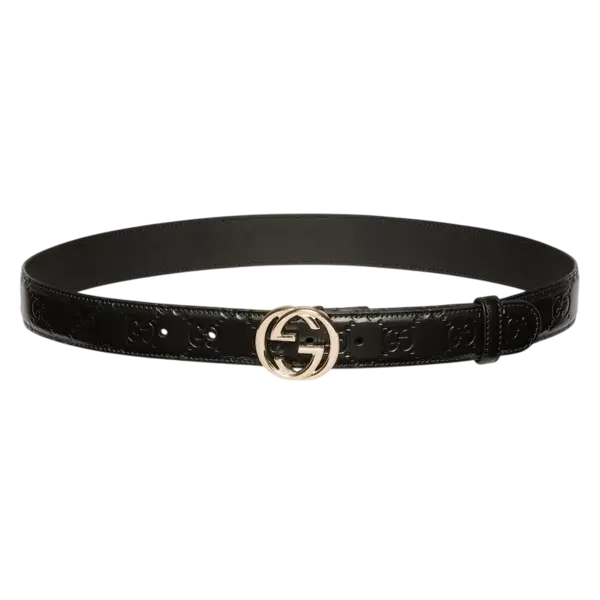 Gucci Belt With Interlocking G Buckle - Black