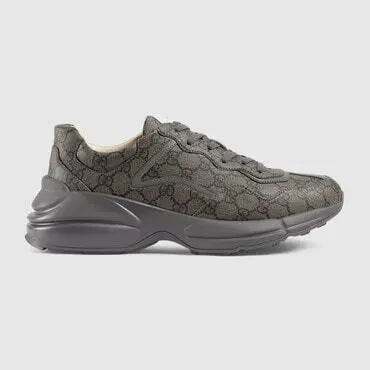 GUCCI GG Supreme Rhython Sneakers Navy Blue Gray Canvas Men\'s 11 | US 11.5 New Pre-owned Gucci Gg Supreme Maxi Blue Gray Canvas Rhython  main image 4