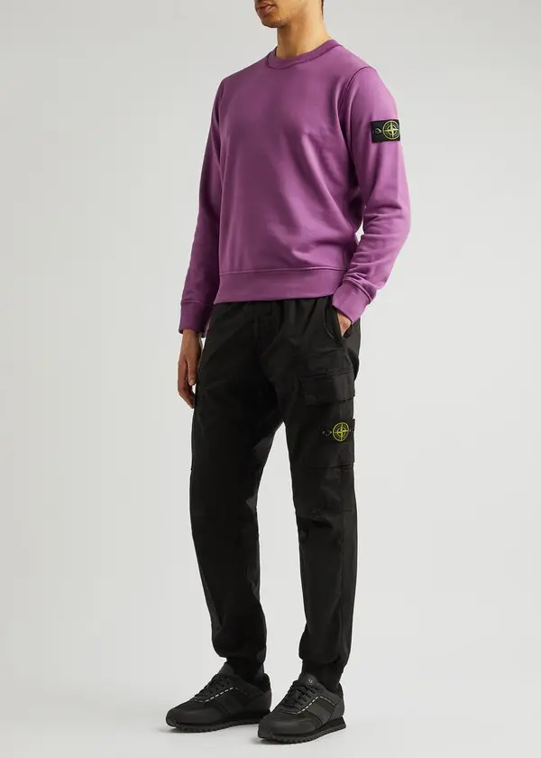 Stone Island Stretch-cotton Cargo Trousers - Black