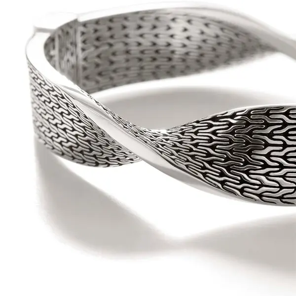 John Hardy Carved Chain Twisted Bangle