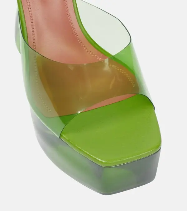 Amina Muaddi Dalida Glass Platform Mules - Green