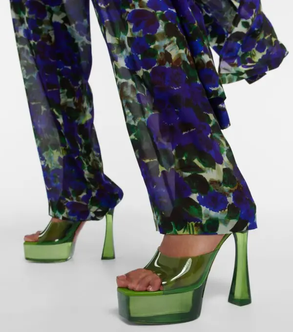 Amina Muaddi Dalida Glass Platform Mules - Green