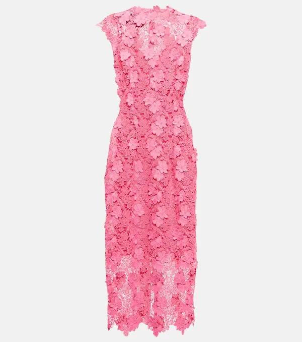 rare london lace dress Olive Lace Trim Slip Midi Dress – Rare London main image 0