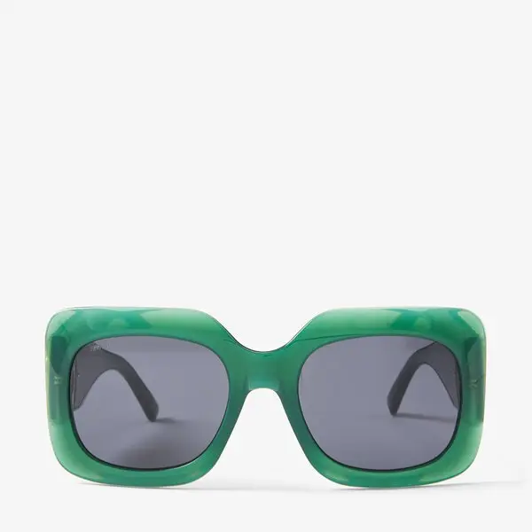 Jimmy Choo Gaya Opal Green And Gold Square Frame Sunglasses  display picture 1
