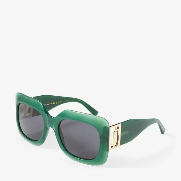 Jimmy Choo Gaya Opal Green And Gold Square Frame Sunglasses  display picture 3