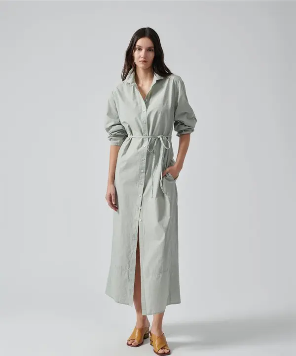 Atm Anthony Thomas Melillo Striped Cotton Poplin Maxi Shirt Dress - Surf  Green Combo | Editorialist