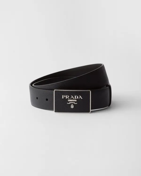 Prada Saffiano Leather Belt - Black