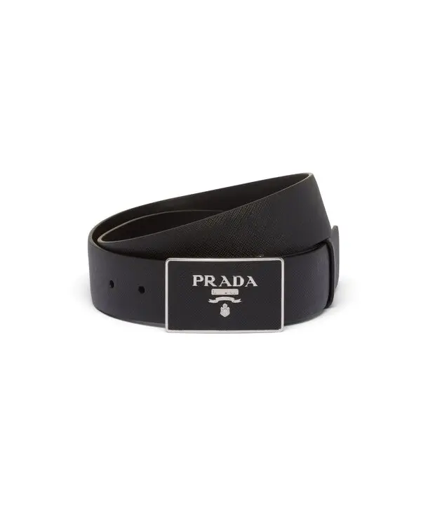 Prada Saffiano Leather Belt - Black