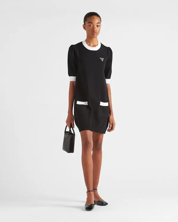 Prada Cotton Mini-Dress - Black/White | Editorialist