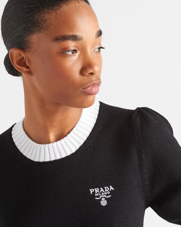 Prada Cotton Mini-Dress - Black/White | Editorialist