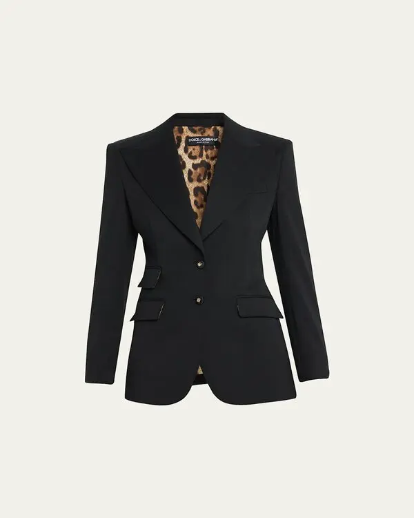 Dolce & Gabbana Wool Blazer Jacket W/ Button Detail