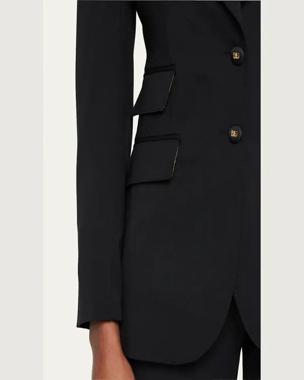 Dolce & Gabbana Wool Blazer Jacket W/ Button Detail