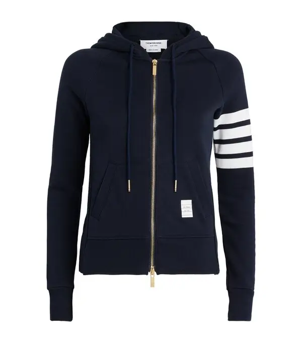 Thom Browne 4-bar Zip-up Hoodie - Navy