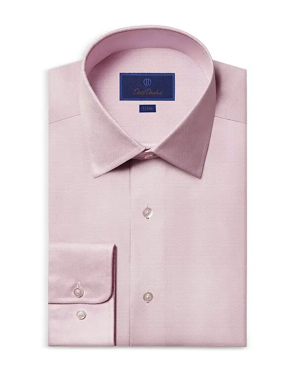 David Donahue Trim Fit Royal Oxford Dress Shirt - Pink
