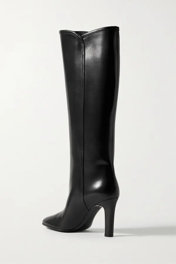 Saint Laurent Jane Embellished Leather Knee Boots