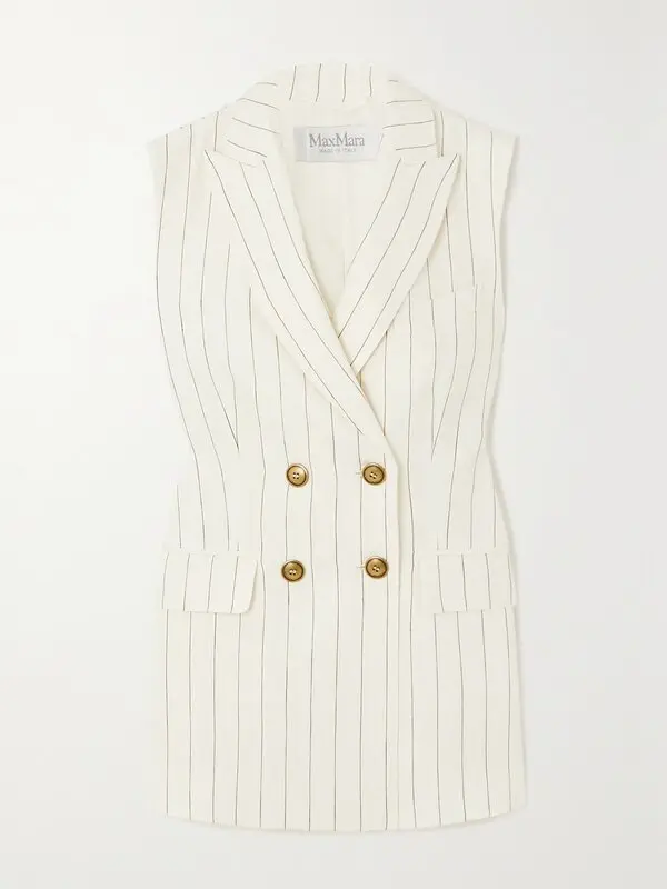 Max Mara Quebec Pinstriped Linen Vest