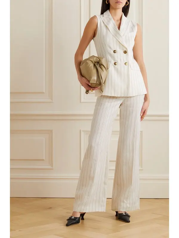 Max Mara Quebec Pinstriped Linen Vest