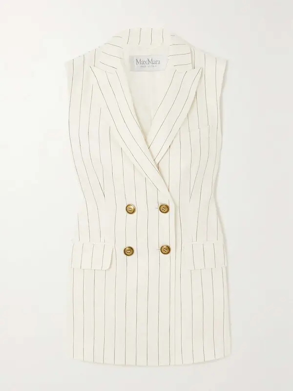 Max Mara Quebec Pinstriped Linen Vest