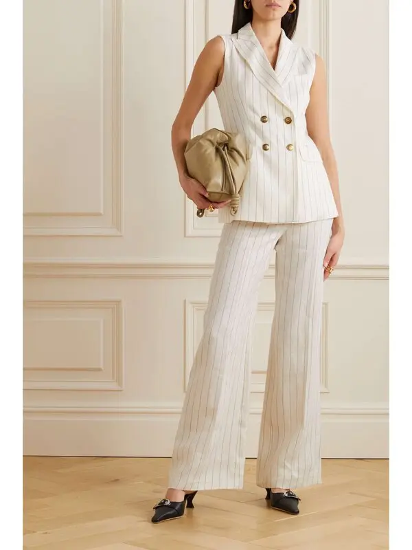 Max Mara Quebec Pinstriped Linen Vest