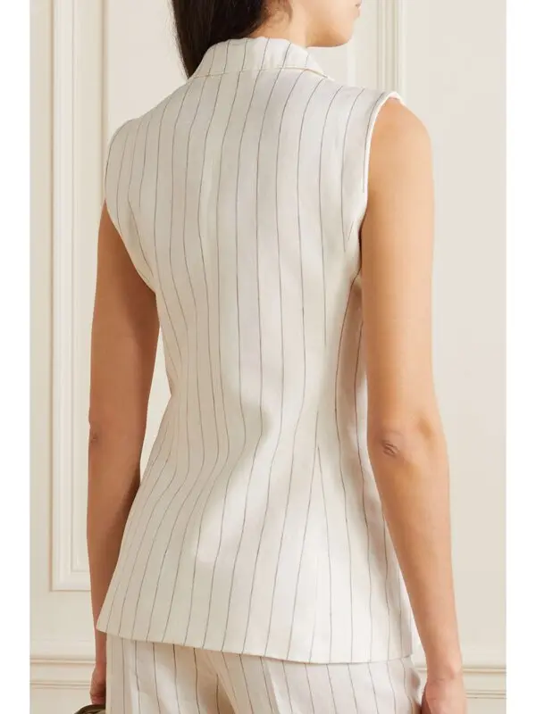 Max Mara Quebec Pinstriped Linen Vest