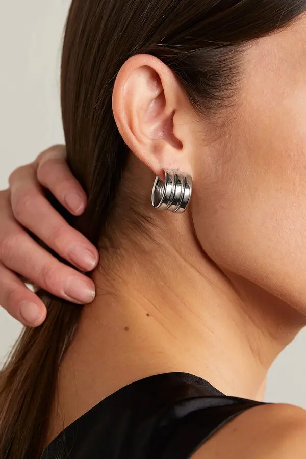 LAURA LOMBARDI Mini Grazia Platinum-plated Recycled Hoop Earrings