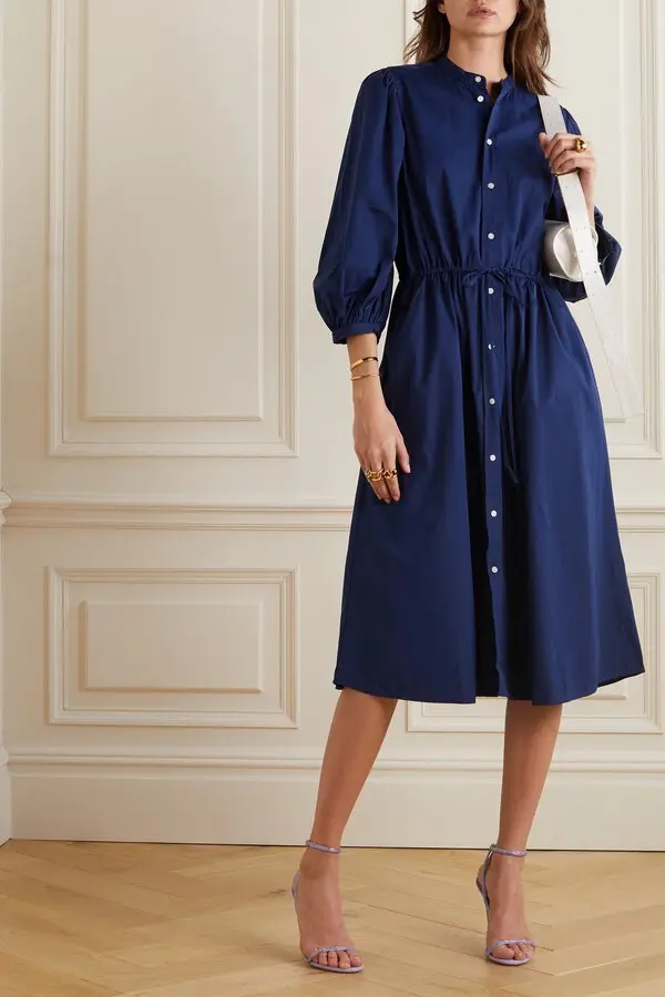 Ralph Lauren Elie Cotton-Poplin Midi Shirt Dress In Blue - 30% Off |  Editorialist
