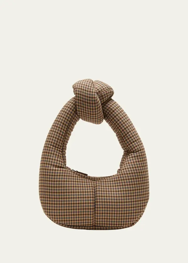 A.W.A.K.E. Mode Mia Gingham Knot Top-handle Bag
