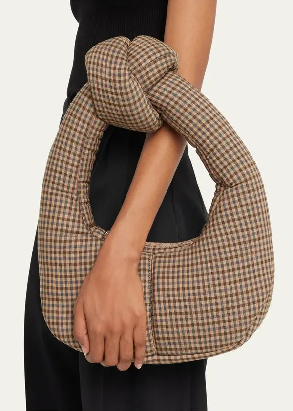 A.W.A.K.E. Mode Mia Gingham Knot Top-handle Bag