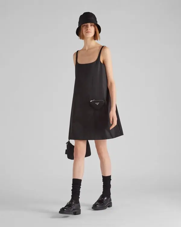 prada a line dress Prada Re-Nylon Mini-dress, Women, Black, Size 44