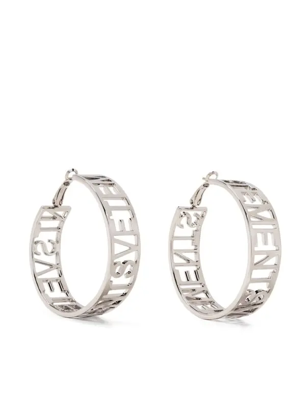 Vetements Logo Hoop Earrings - Silver