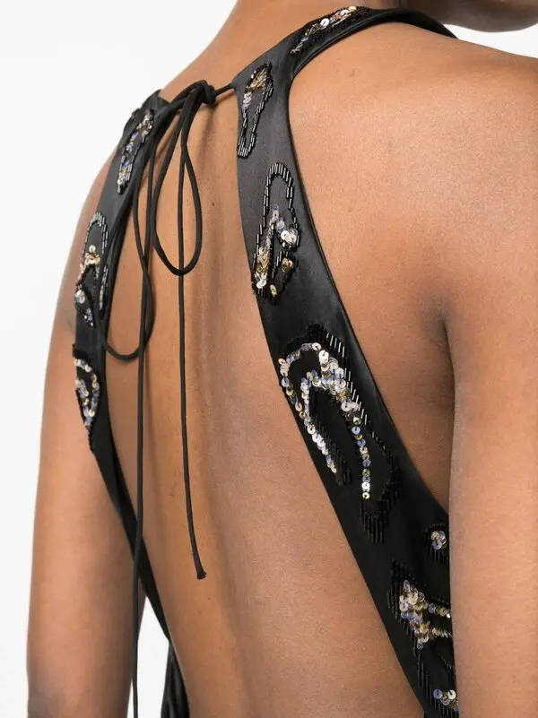 Roberto Cavalli Sequin-embellished Open-back Dress