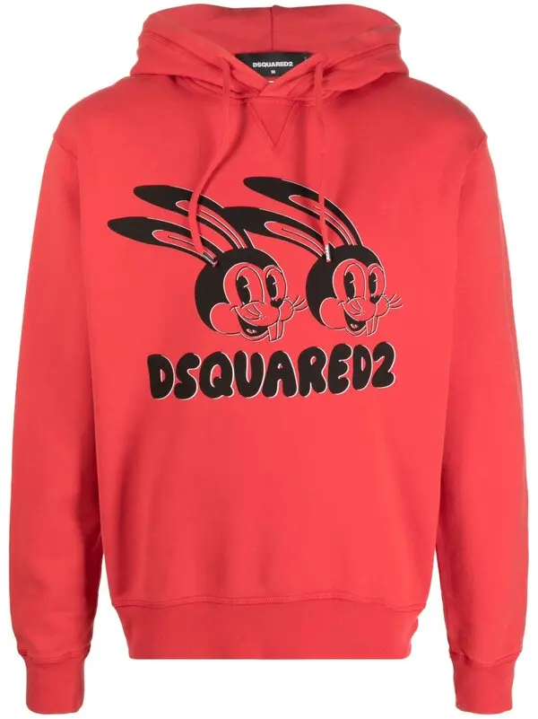 Dsquared2 Graphic-print Cotton Hoodie - Red